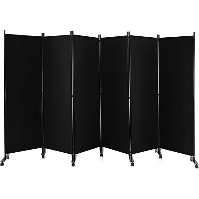 4 Panel Folding Room Divider 6FT Rolling Privacy Screen with Lockable ...