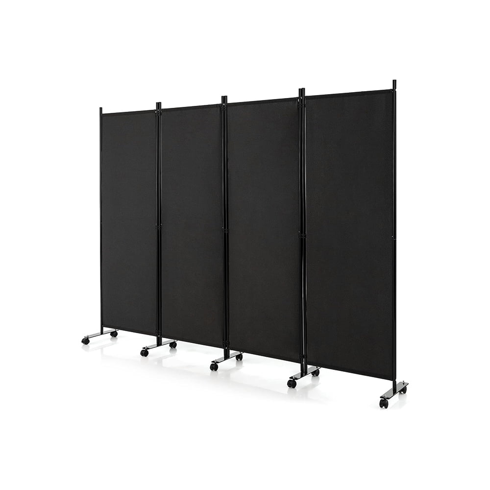 4 Panel Folding Room Divider, 6FT Rolling Privacy Screen with Lockable ...