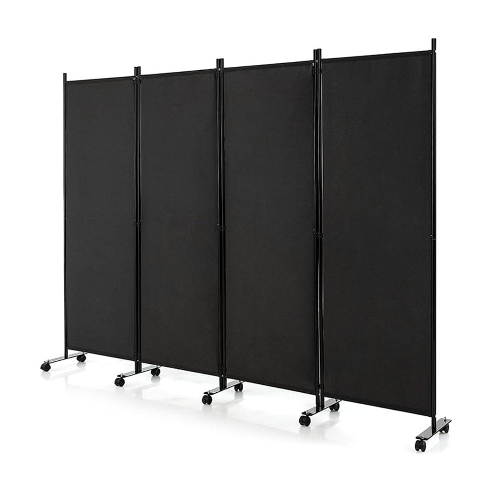 4 Panel Folding Room Divider, 6FT Rolling Privacy Screen with Lockable ...