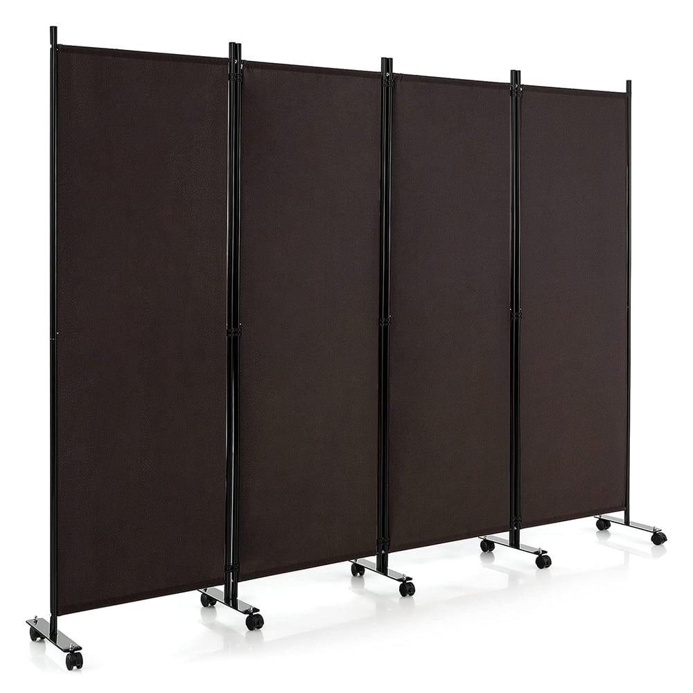 4 Panel Folding Room Divider, 6FT Rolling Privacy Screen with Lockable ...