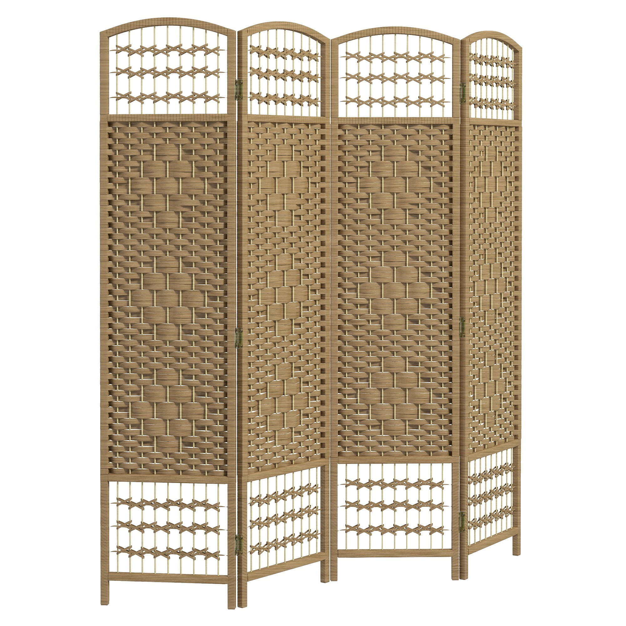 4 Panel Folding Room Divider Portable Privacy Screen Wave Fiber Room ...