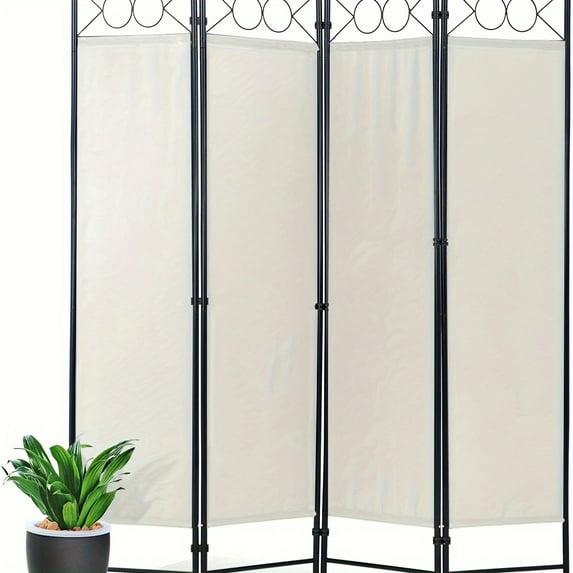 4-Panel Folding Room Divider - Privacy Screen. Portable Wood Partition ...