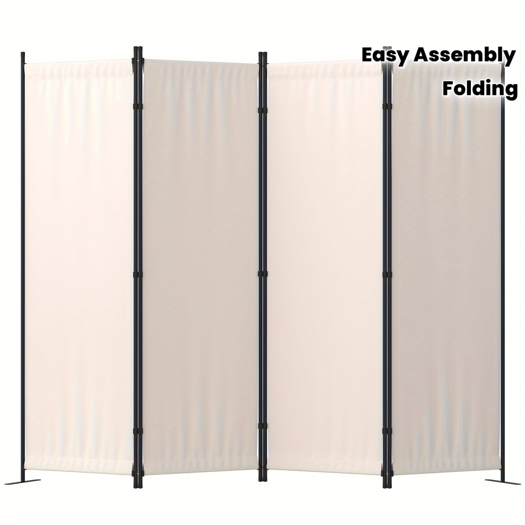 4-Panel Folding Room Divider Privacy Screen with Sturdy Steel Frame ...