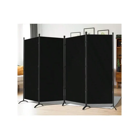 4-Panel Folding Room Divider, Steel Frame Privacy Screen for Home ...