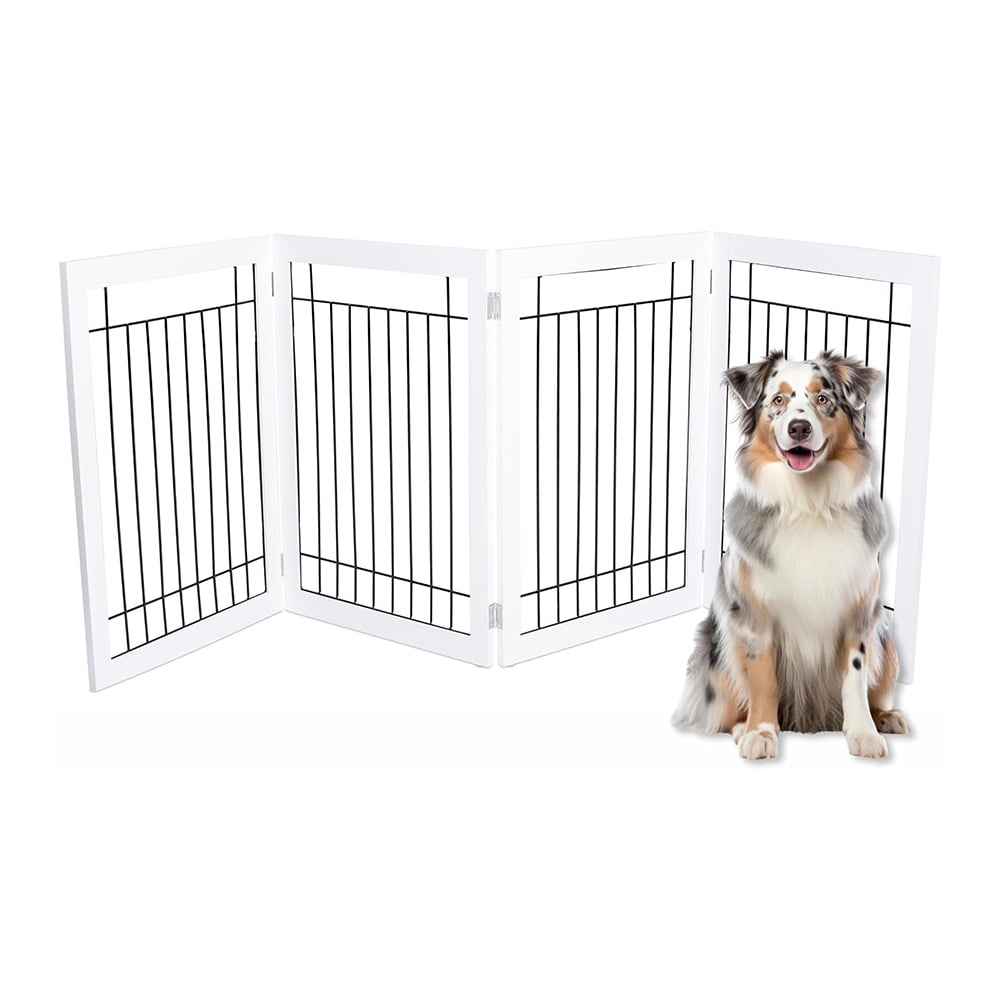 4 Panel Folding Z Shape Wire Dog Gate, 30 Inch Tall Pet Puppy Fence ...