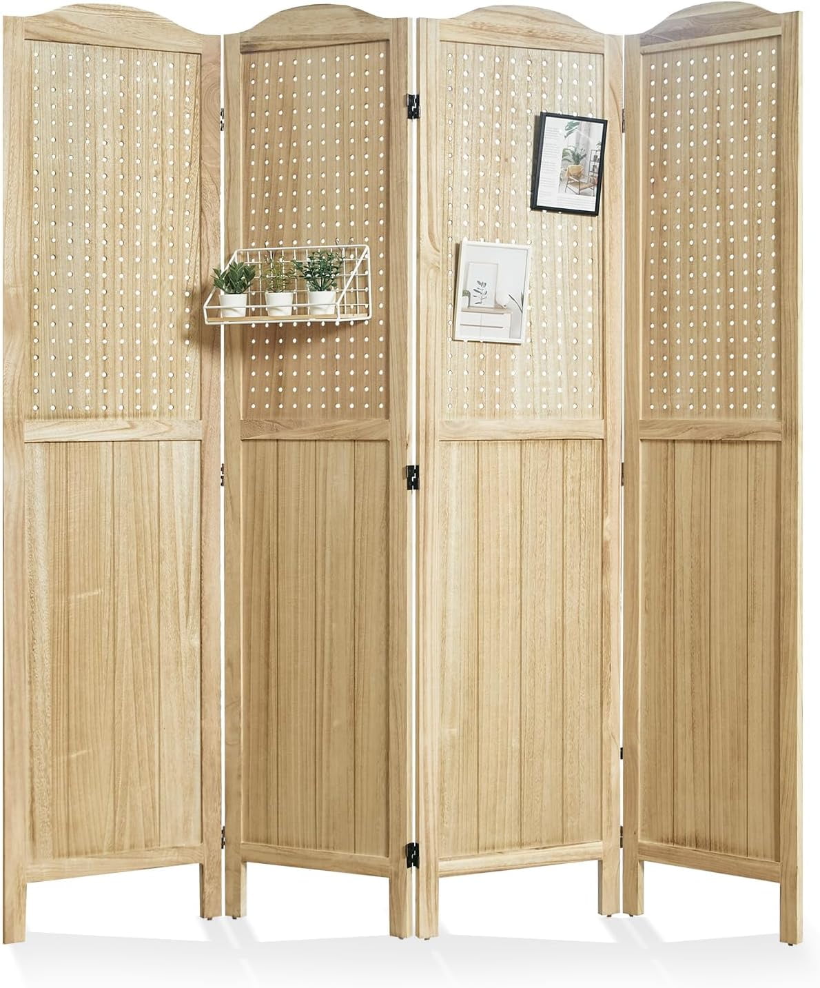 4 Panel Freestanding Pegboard Display & Room Divider, 5 FT Foldable ...