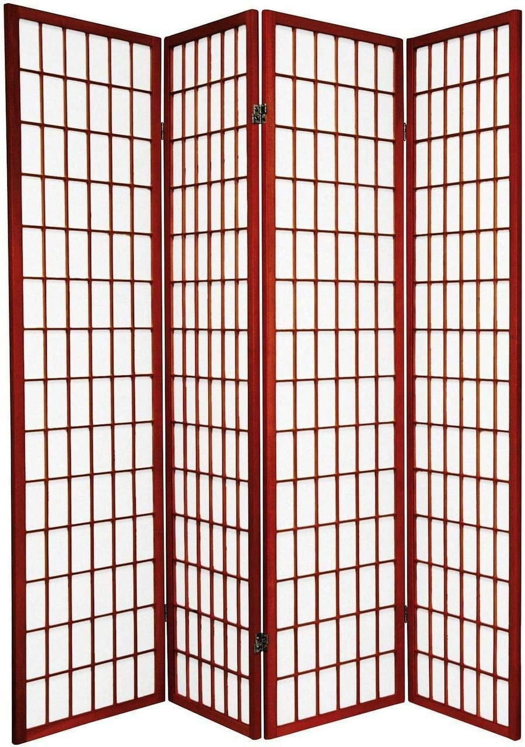 4-Panel Japanese Shoji Room Divider Oriental Wood Screen for & Office ...