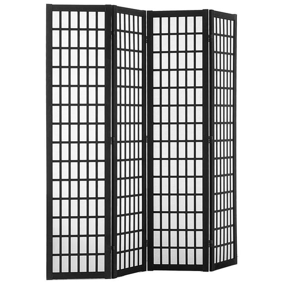 4 Panel Japanese Wood Folding Room Divider Privacy Screen Portable ...