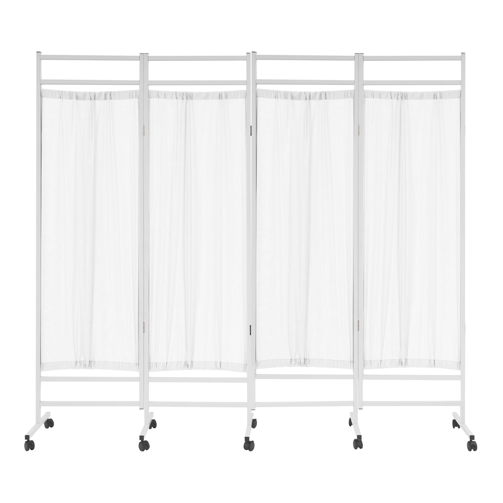 4-Panel Medical Room Divider, 78.74x70.87in White Privacy Screen with ...