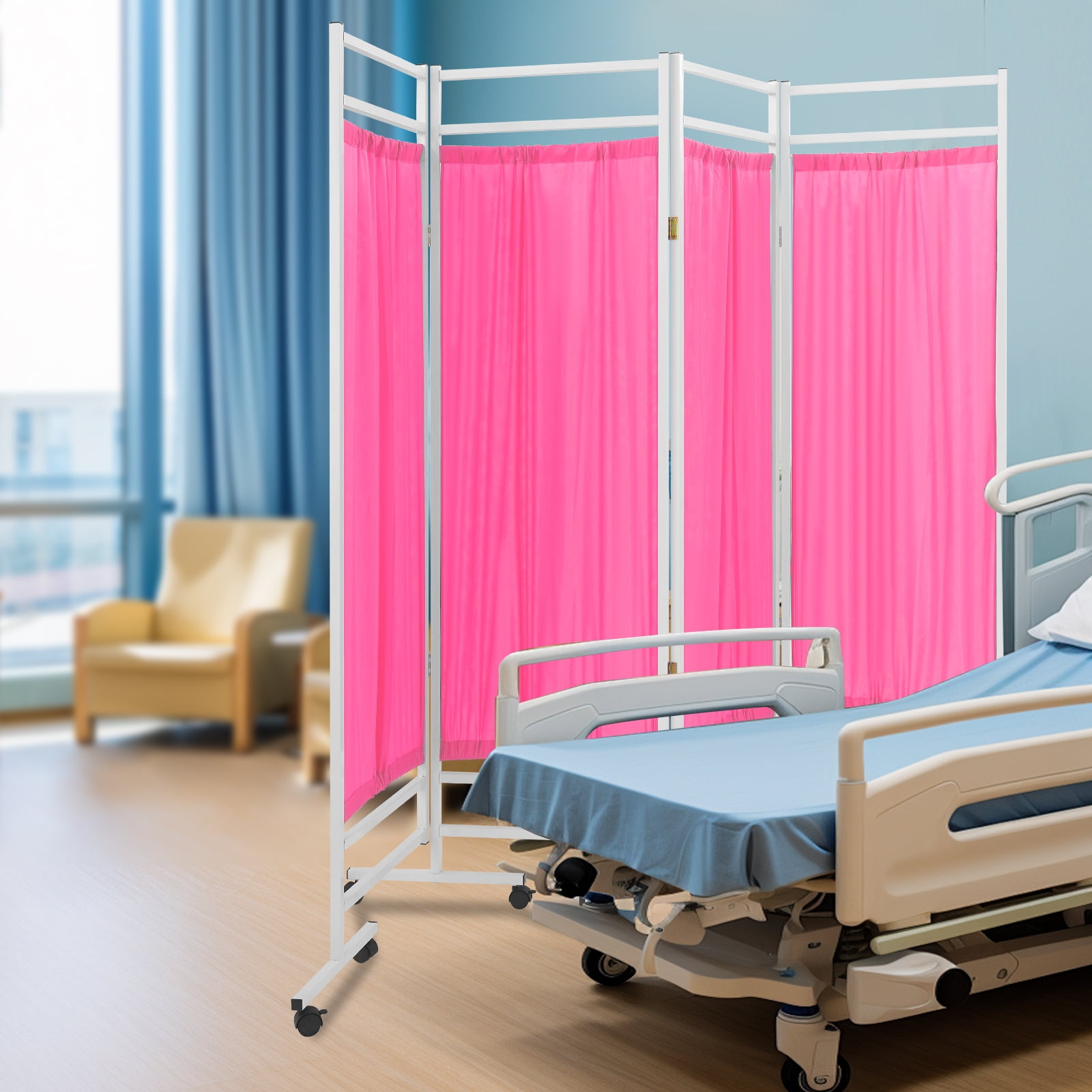 4-Panel Medical Room Divider, Medical Privacy Screen, Portable and ...