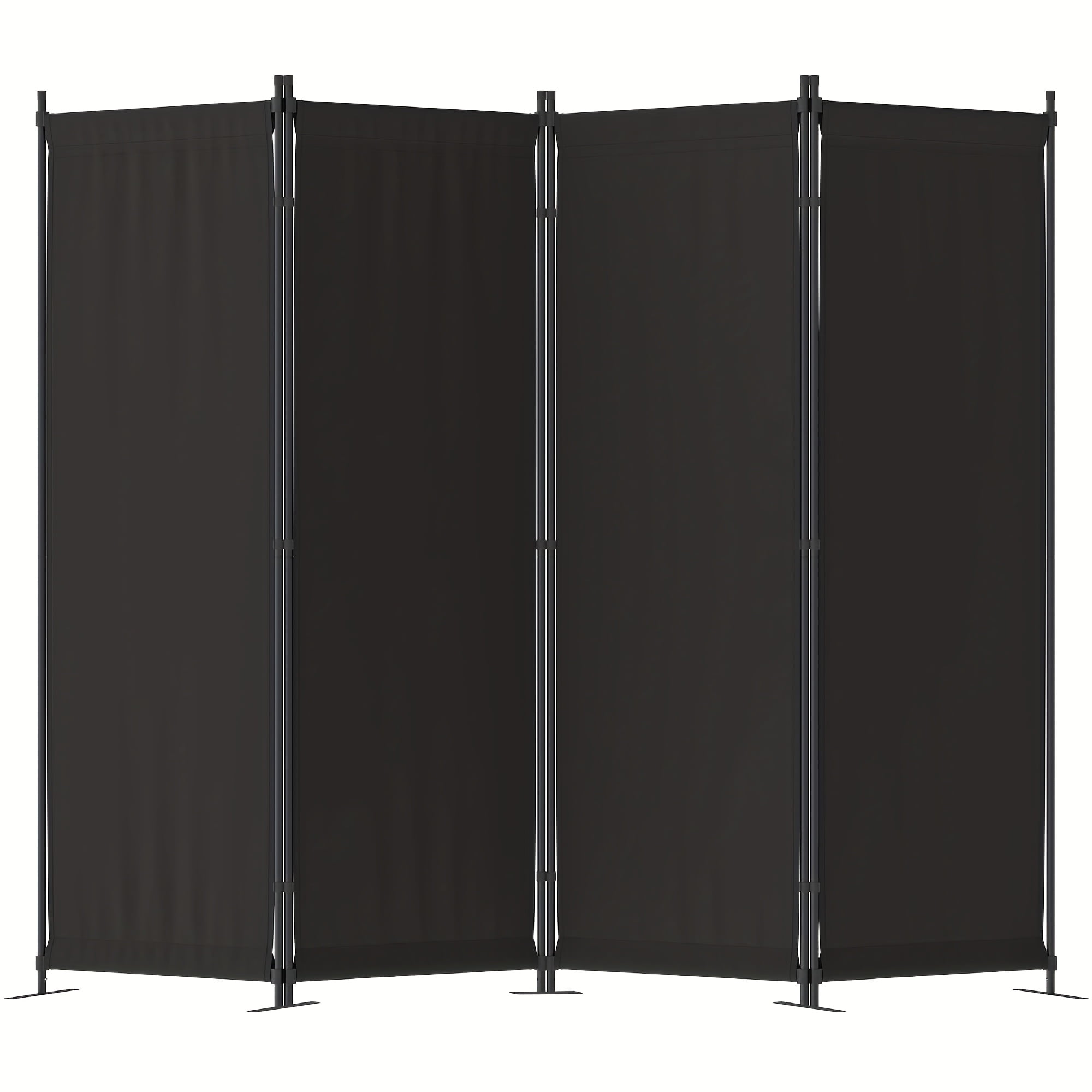 4-Panel Modern Black Privacy Screen - 88" Portable Folding Room Divider ...