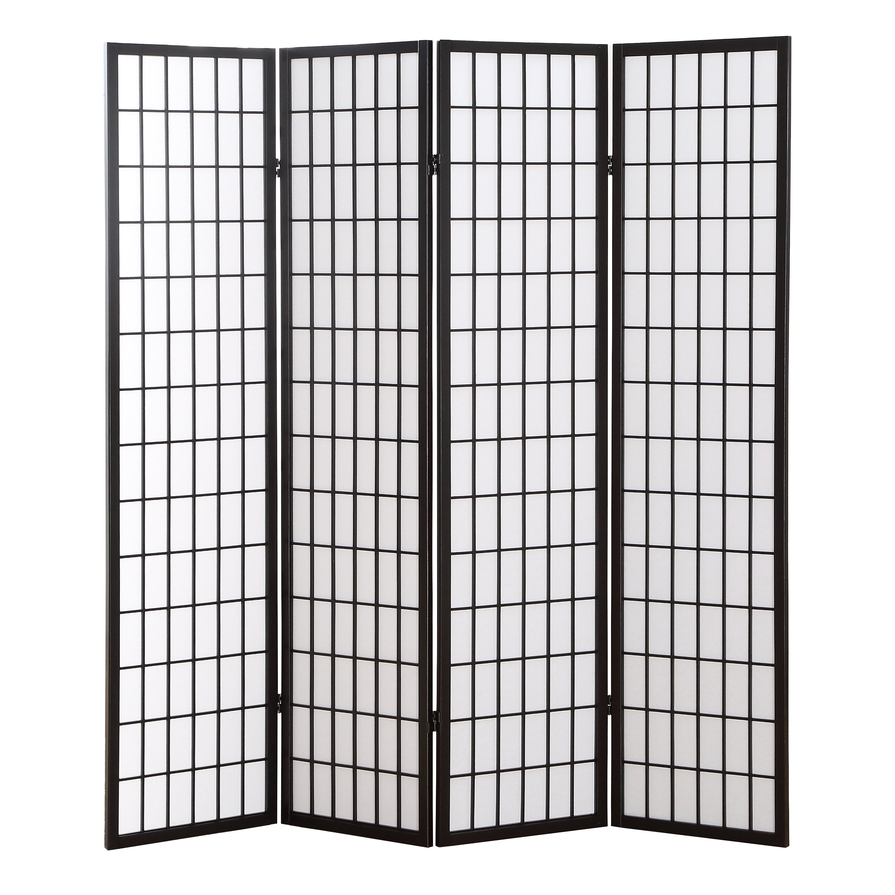 4 Panel Oriental Shoji Screen Room Divider, Black - Japanese Privacy ...