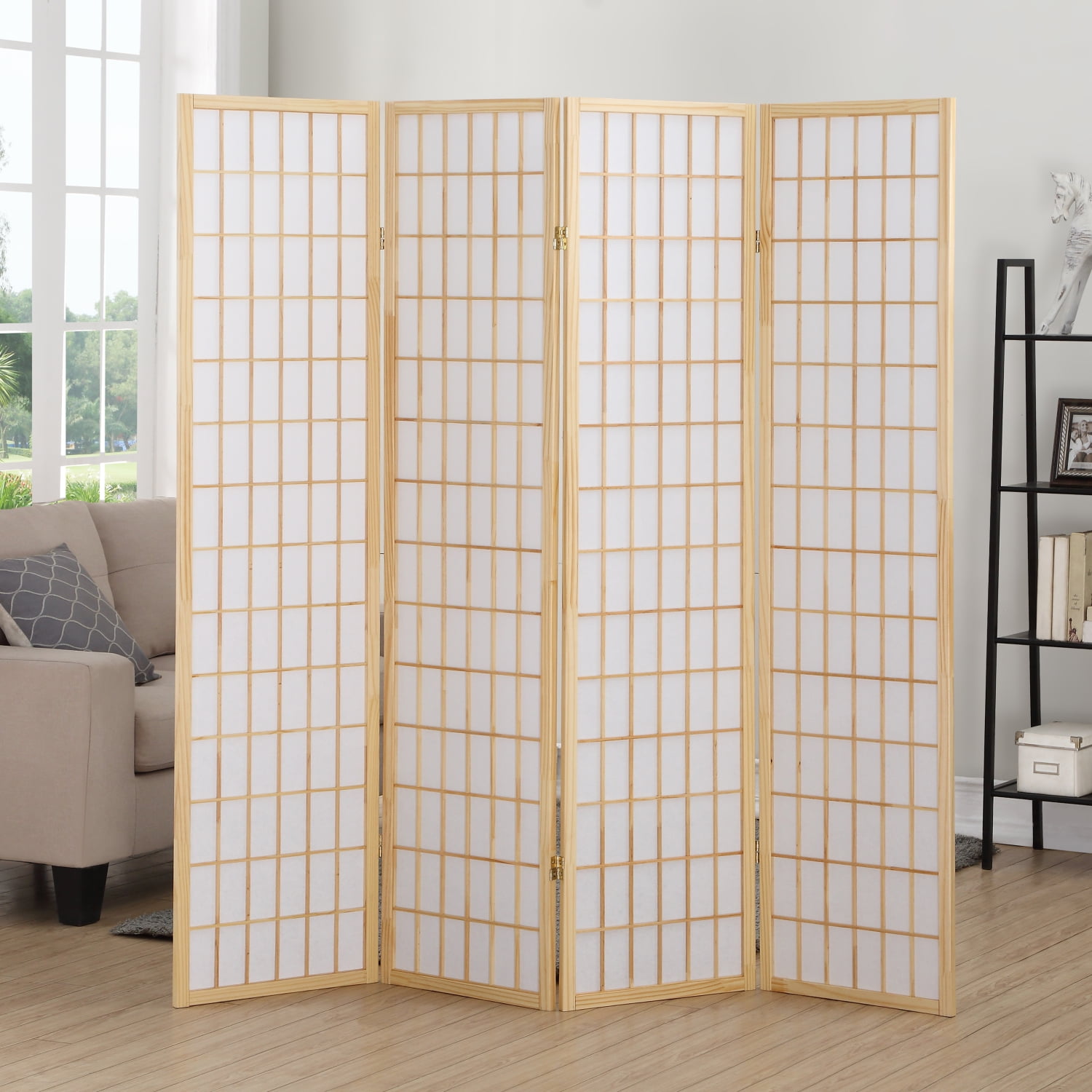 4 Panel Oriental Shoji Screen / Room Divider Natural - Walmart.com