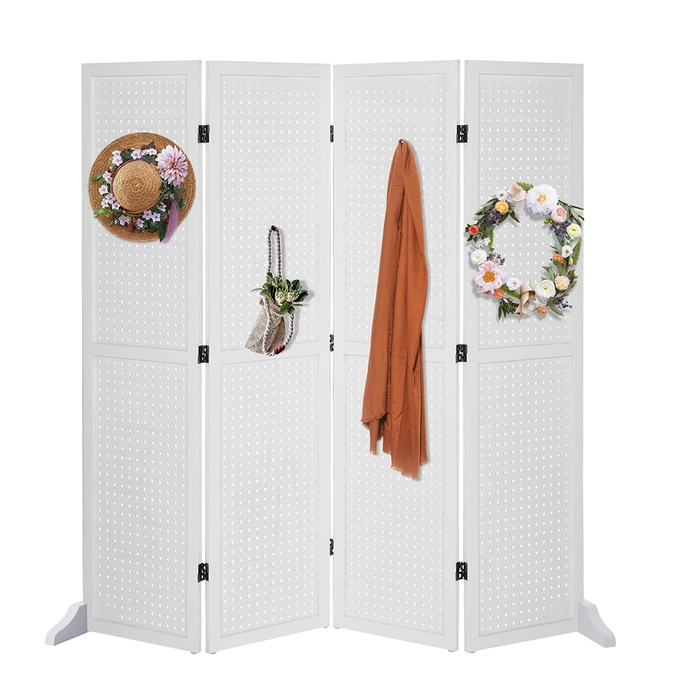4 Panel Pegboard Freestanding, 5 FT Portable Display Board Organizer ...