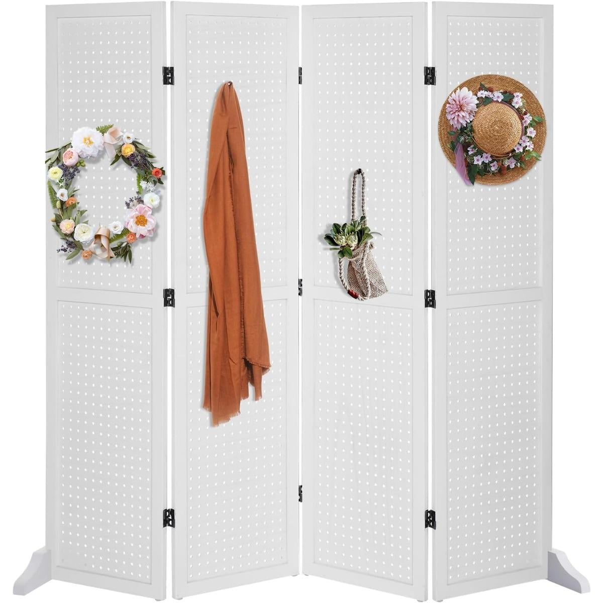 4 Panel Pegboard Freestanding, 5 FT Portable Display Board Organizer for Craft Show Jewelry ...