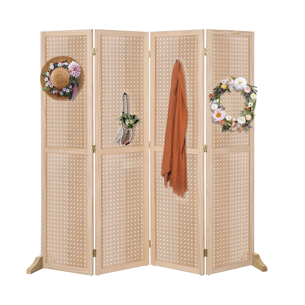 4 Panel Pegboard Freestanding, 5 FT Portable Display Board Organizer ...