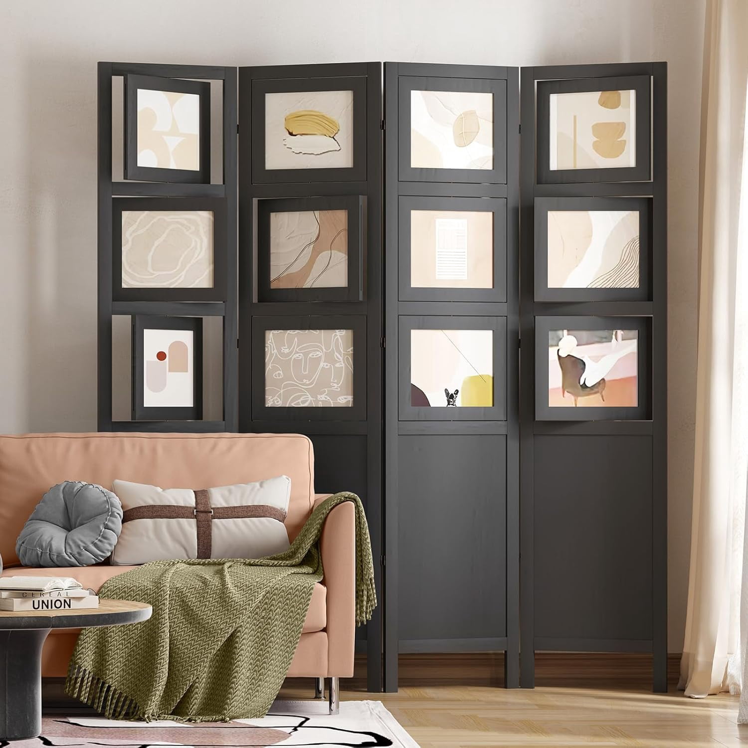 4 Panel Photo Room Divider Freestanding Folding Privacy Screen and ...