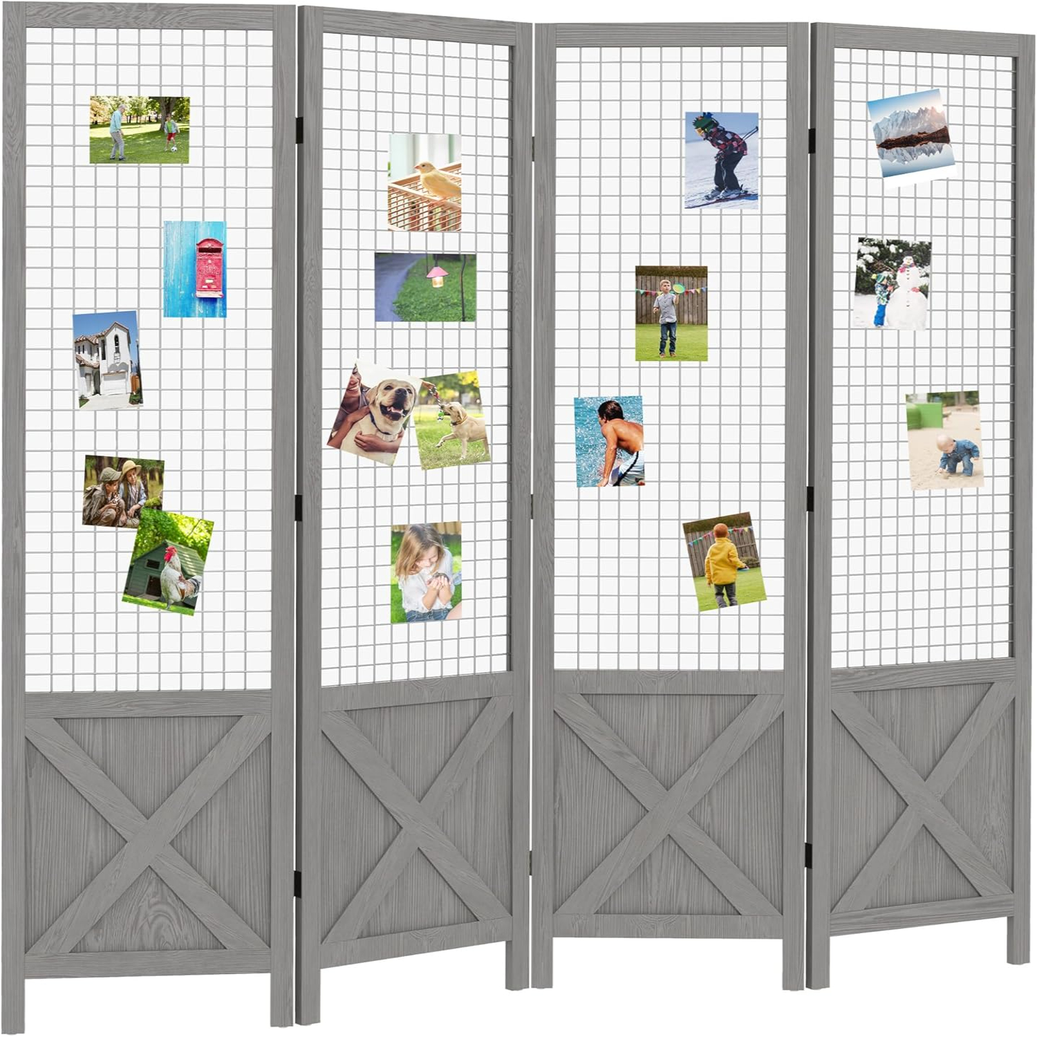 4 Panel Room Divider 4.7 Ft Tall Wood Indoor Portable Folding Privacy ...