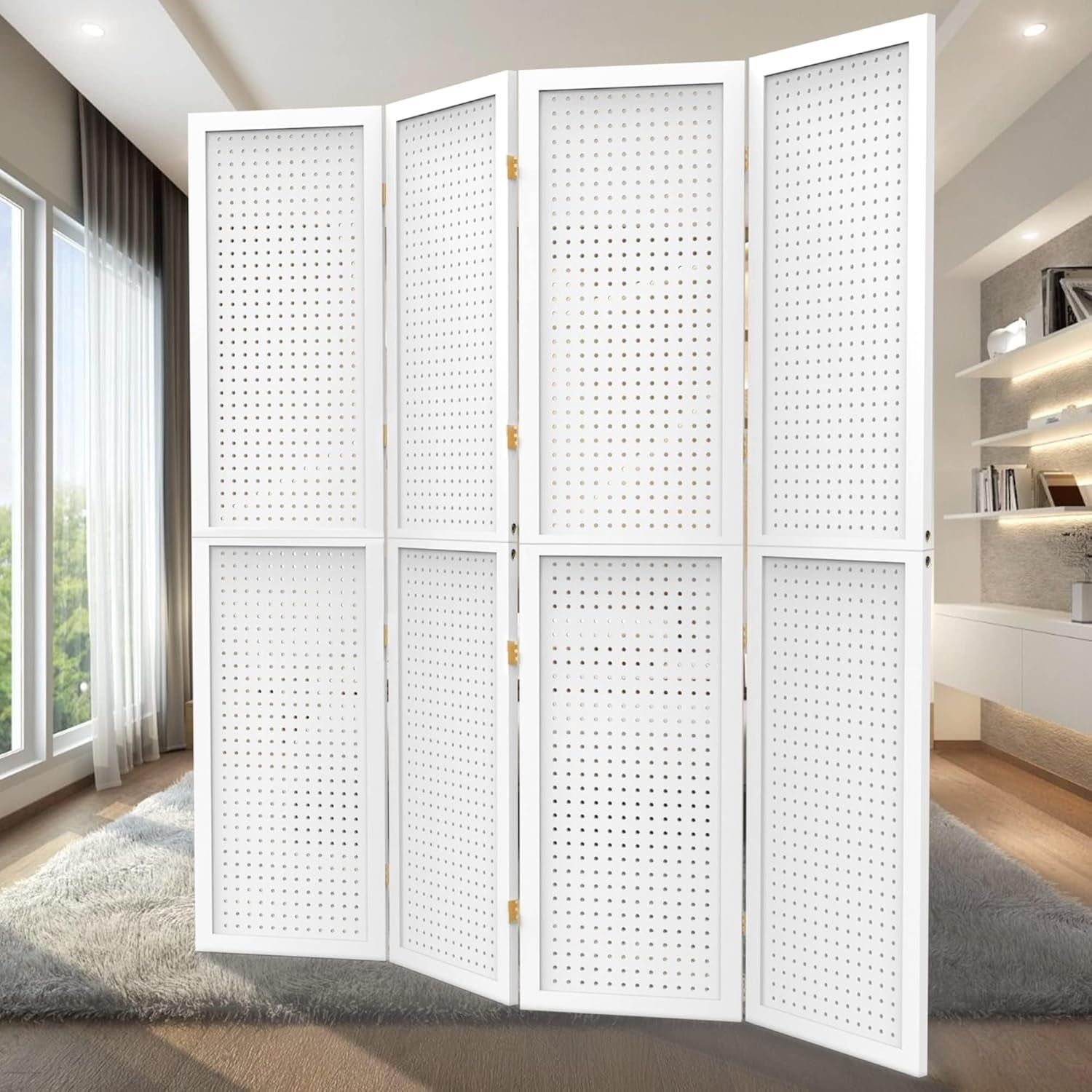 Art Fair Display Panels NicBex 6-Panel Pegboard Room Divider - 5.6FT ...