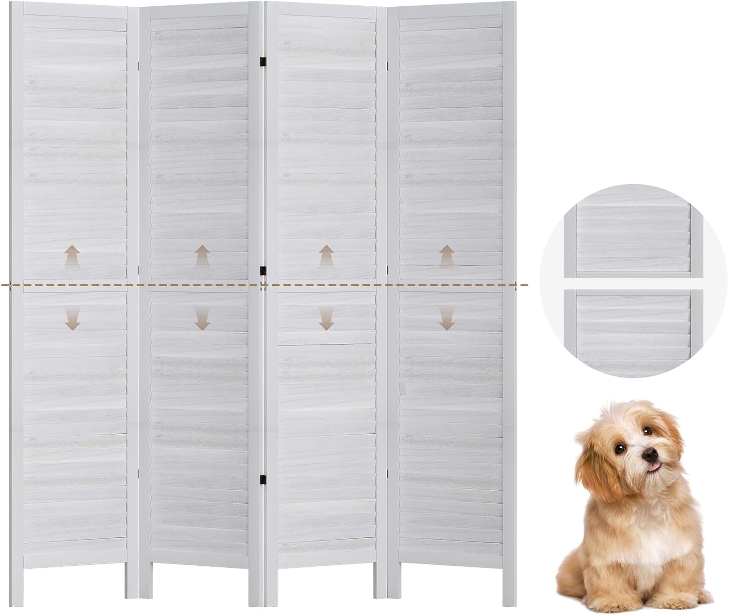 4 Panel Room Divider, 5.6Ft Tall Detachable Folding Privacy Screen for ...