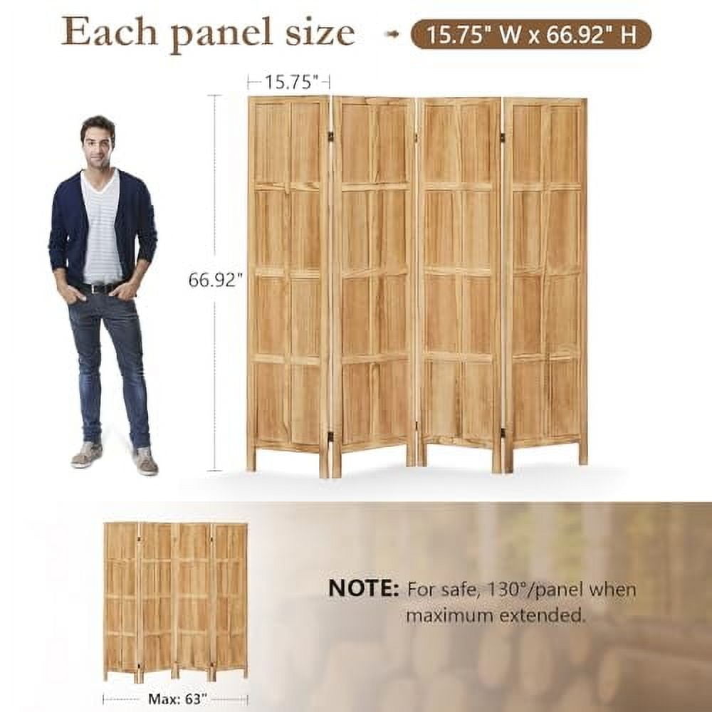 4 Panel Room Divider, 5.6Ft Wood Room Divider and Folding Privacy ...