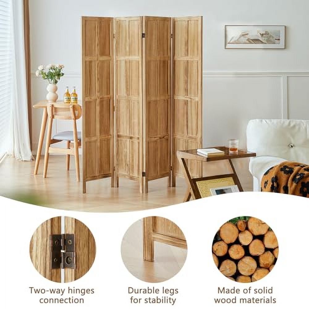 4 Panel Room Divider, 5.6Ft Wood Room Divider and Folding Privacy ...