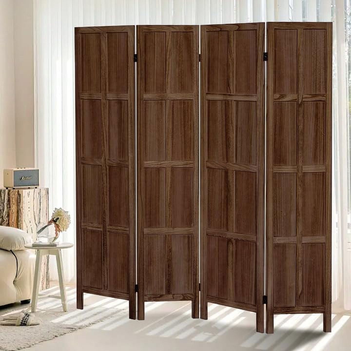 4 Panel Room Divider, 5.6Ft Wood Room Dividers and Folding Privacy ...