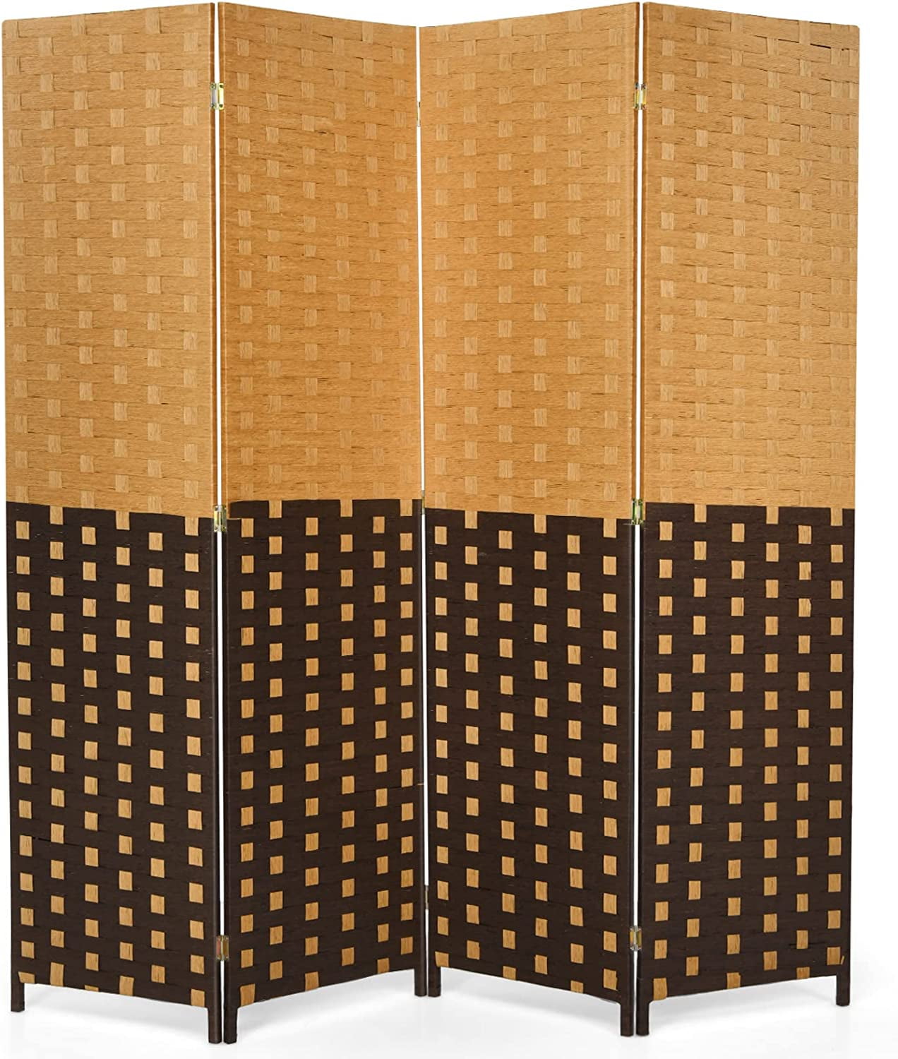 4 Panel Room Divider 6 Ft Tall Handmade Rattan Room Dividers Portable Wood Room Separators ...