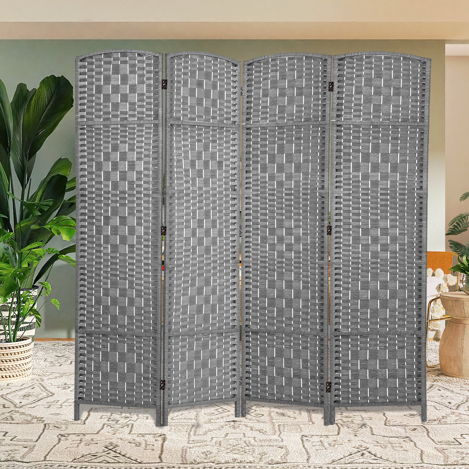 4-Panel Room Divider, 6 ft Office Partition Walls Wood Divider Folding ...