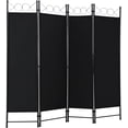 4 Panel Room Divider 6FT Steel Frame Screen Folding Privacy Divider ...