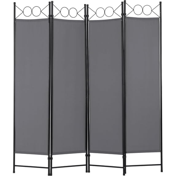 4 Panel Room Divider 6FT Steel Frame Screen Folding Privacy Divider ...
