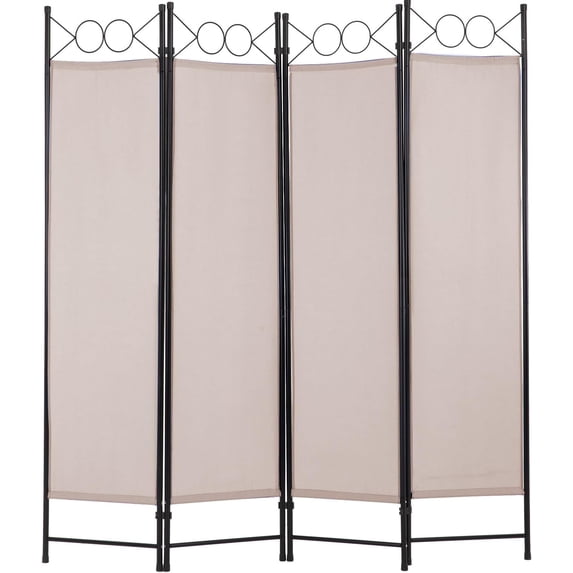 4 Panel Room Divider 6FT Steel Frame Screen Folding Privacy Divider ...