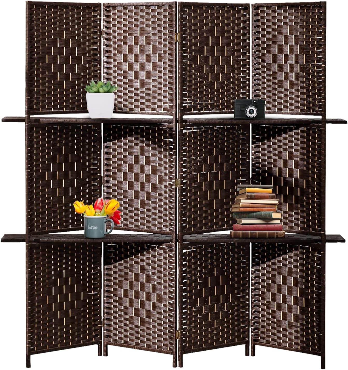 4 Panel Room Divider, 6FT Wooden Panels Screen Wall Folding Portable ...