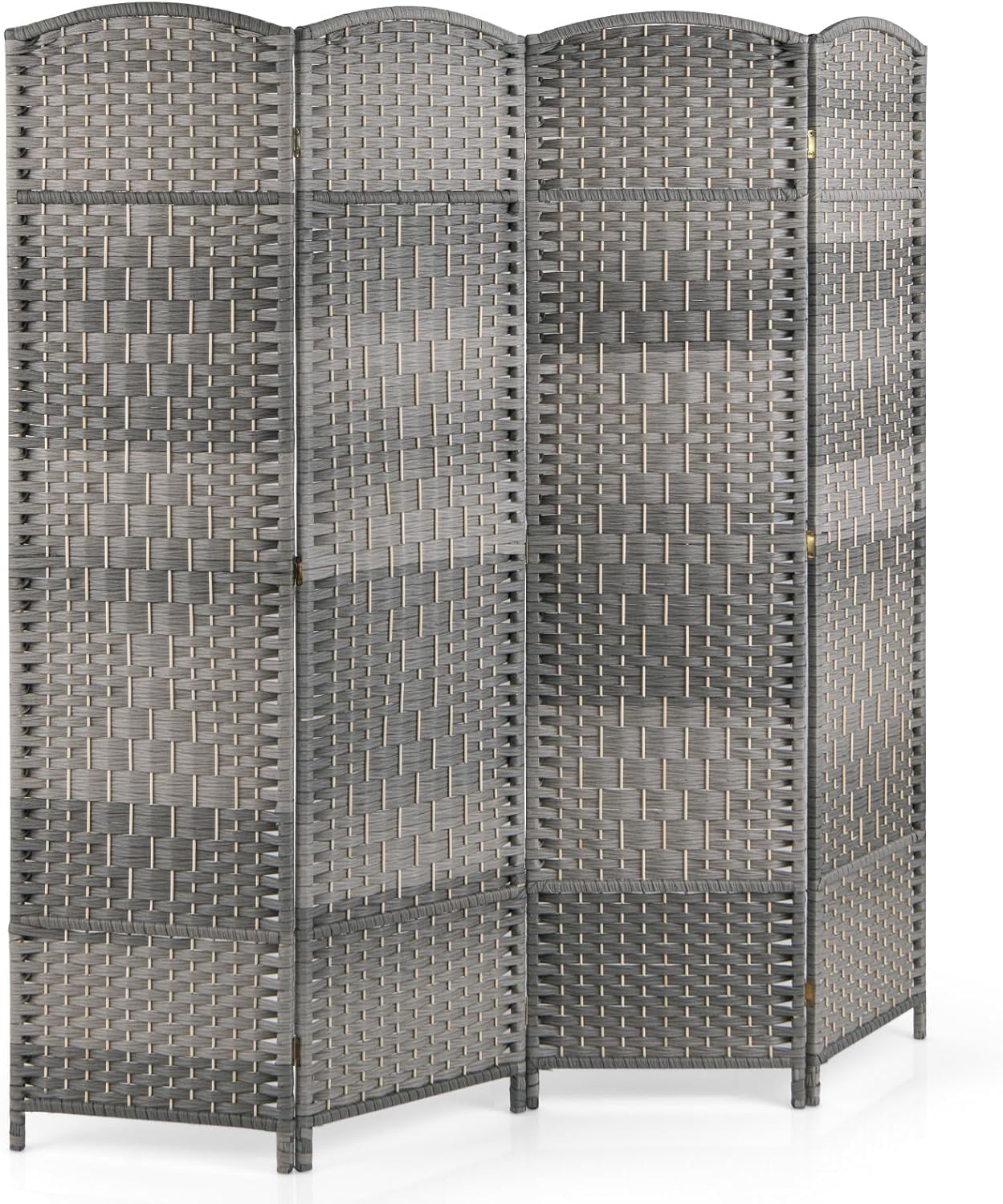 4 Panel Room Divider, 6Ft S Privacy Screen with Hand-Woven Diamond ...
