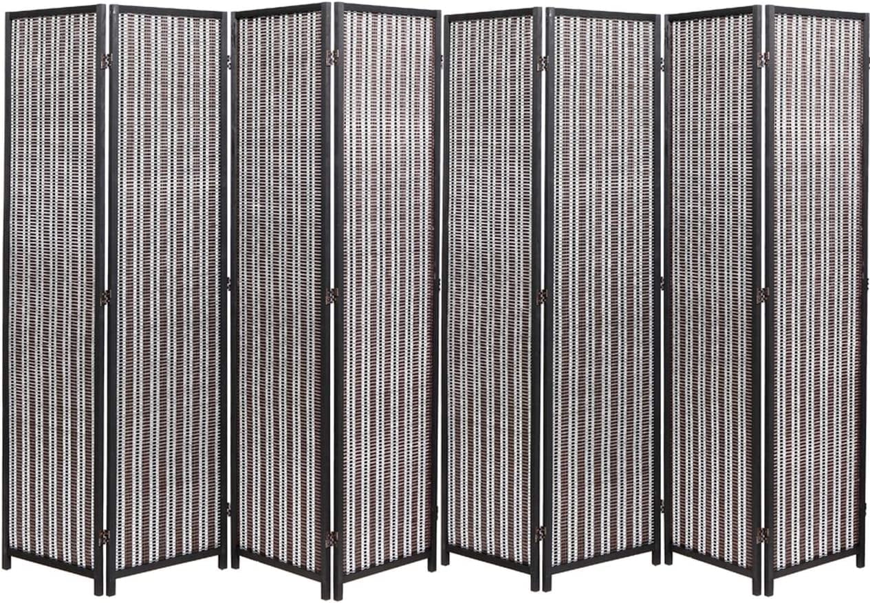 4 Panel Room Divider Brown Color Wood and Weave - Walmart.com