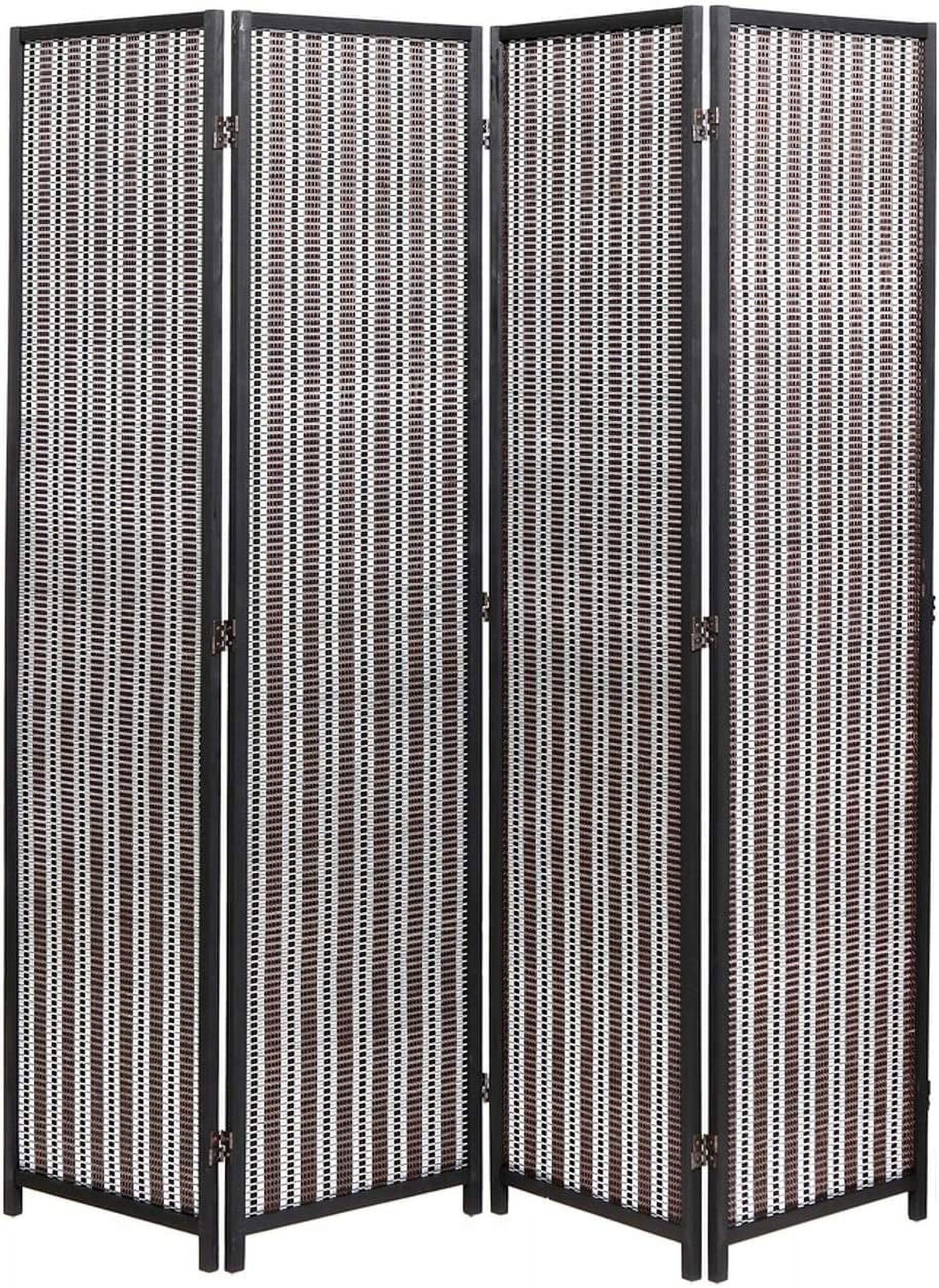 4 Panel Room Divider Brown Color Wood and Weave - Walmart.com