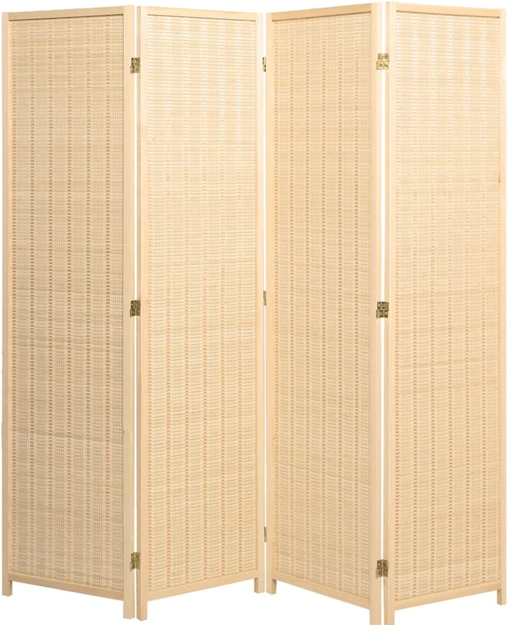 4 Panel Room Divider Brown Color Wood and Weave - Walmart.com
