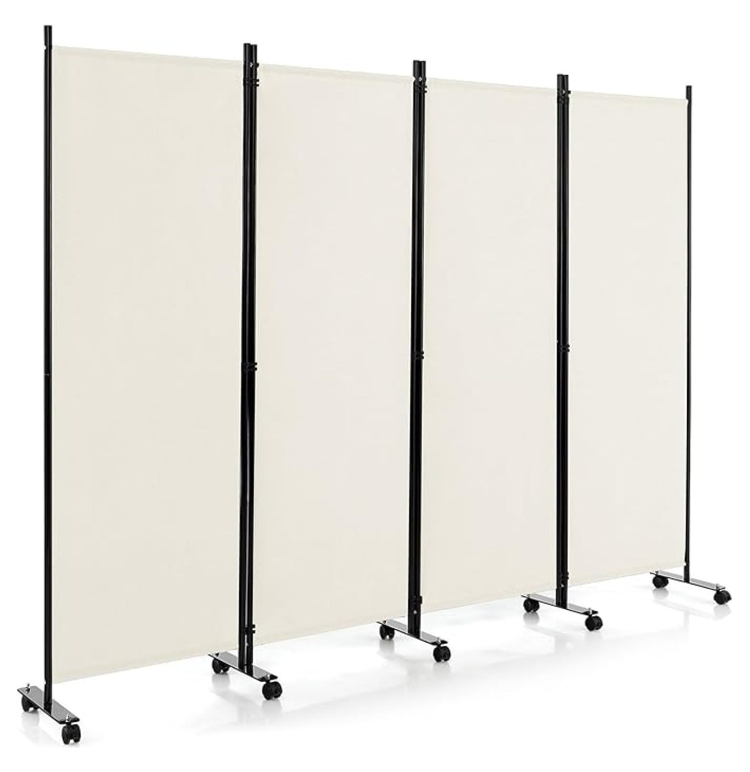 4 Panel Room Divider,Folding Privacy Screen with Lockable Wheels ...