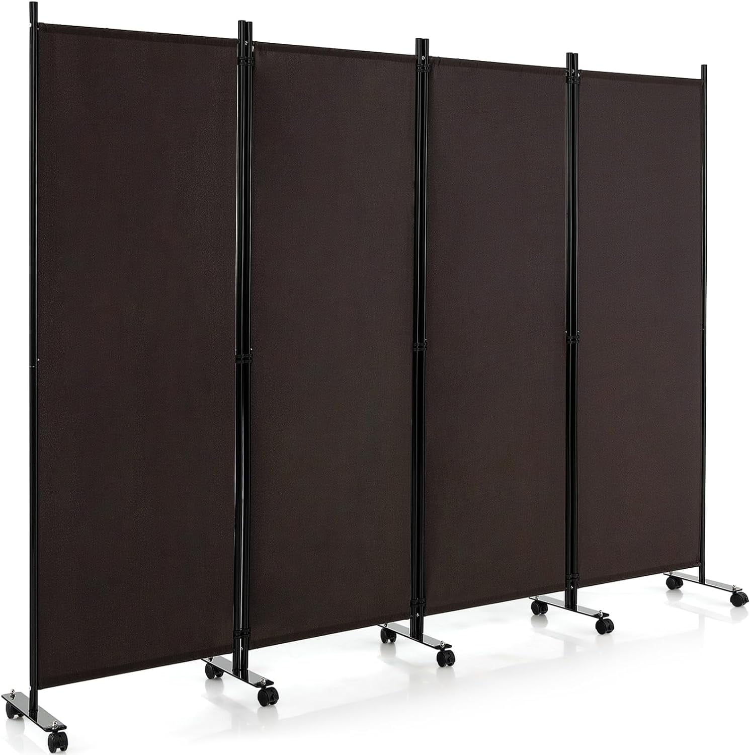 4 Panel Room Divider, Folding Privacy Screen with Lockable Wheels ...