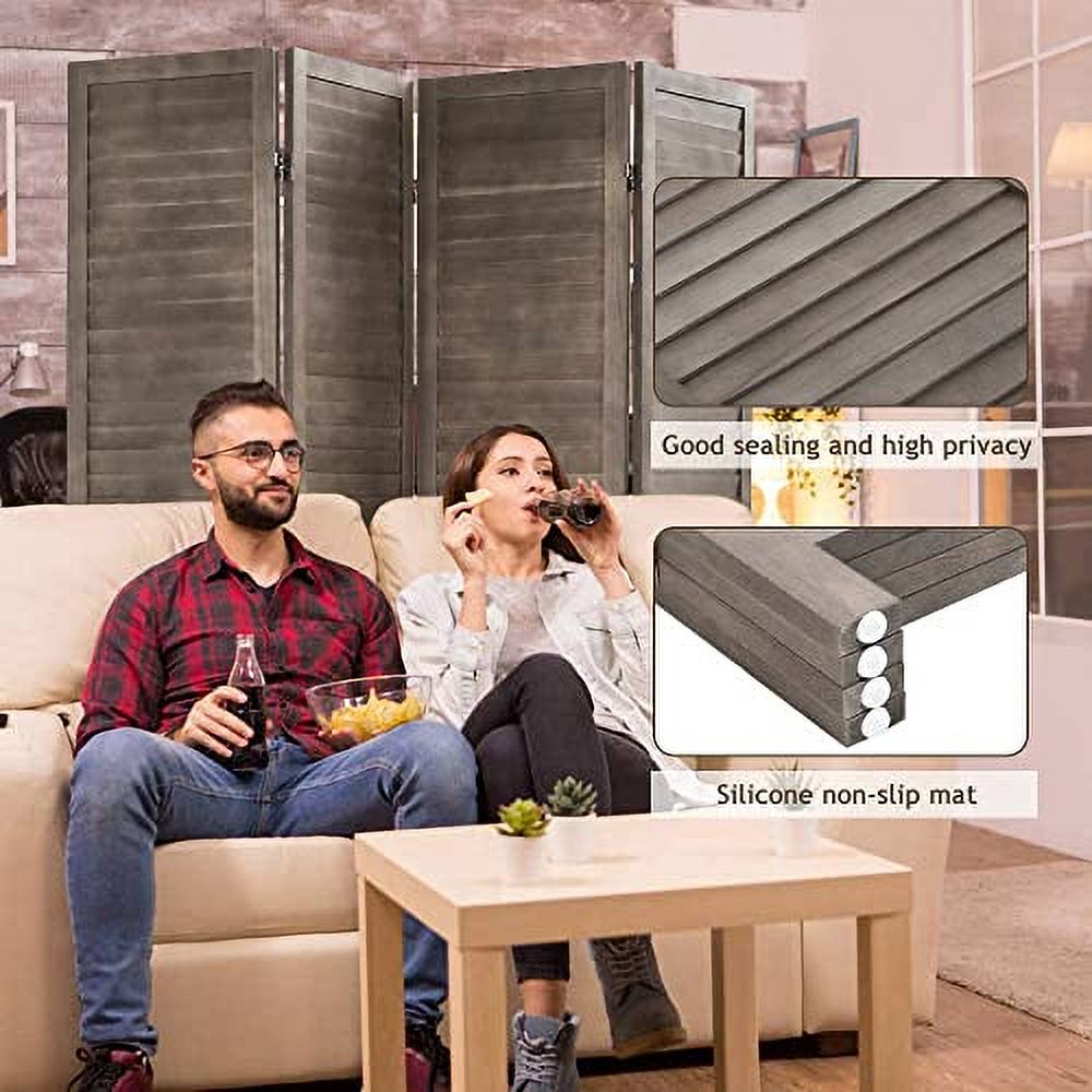 4-Panel Room Divider and Folding Privacy Screen, Weave Fiber Privacy ...