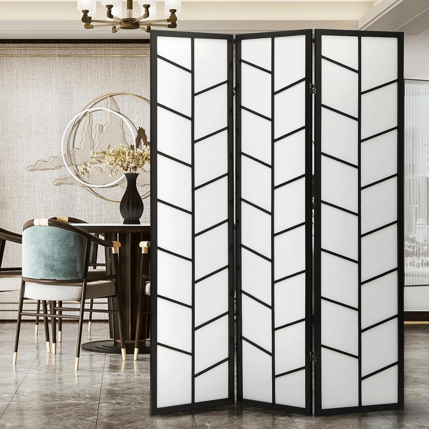4 Panel Room Divider, Freestanding Wood Folding Privacy Screen for Home ...