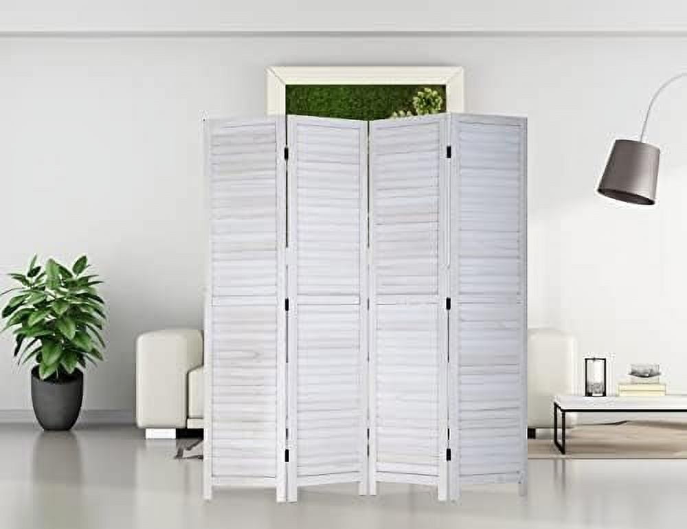 4-Panel Room Divider Louvered Divider Screen Room dividers and Folding Privacy Screens Solid ...