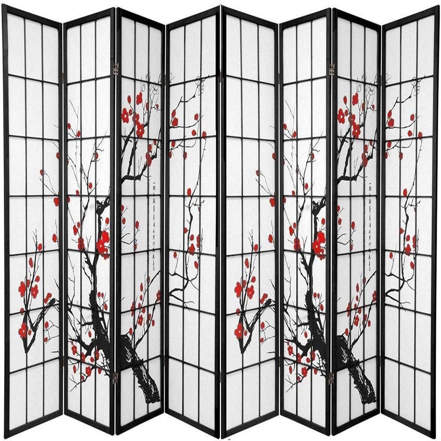4 Panel Room Divider Privacy Screen Panel Blossom Shoji Design White ...