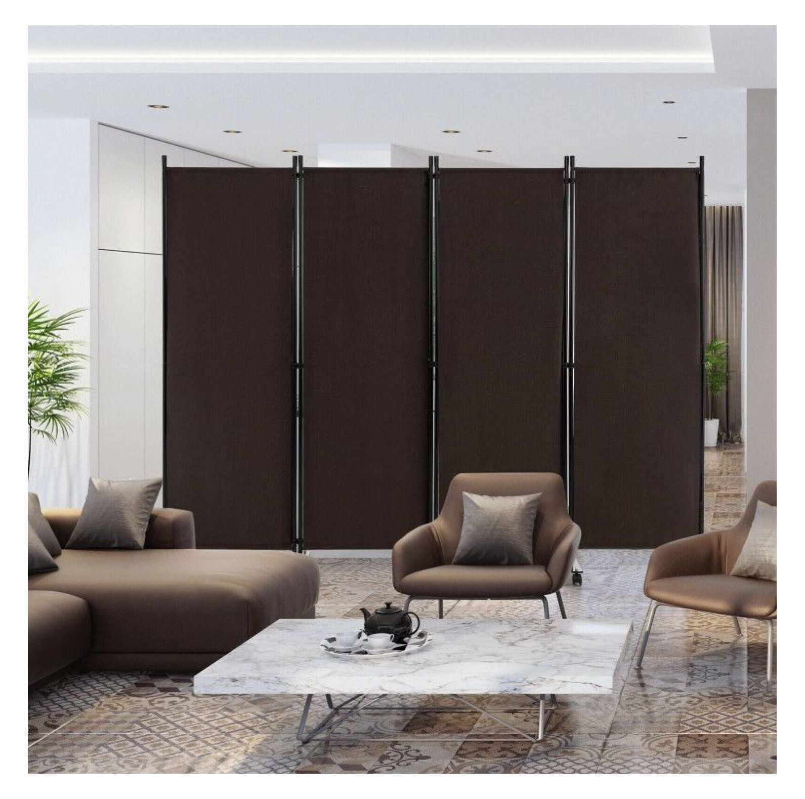 4-Panel Room Divider Privacy Screen with Wheels, 89" x 68" Foldable ...