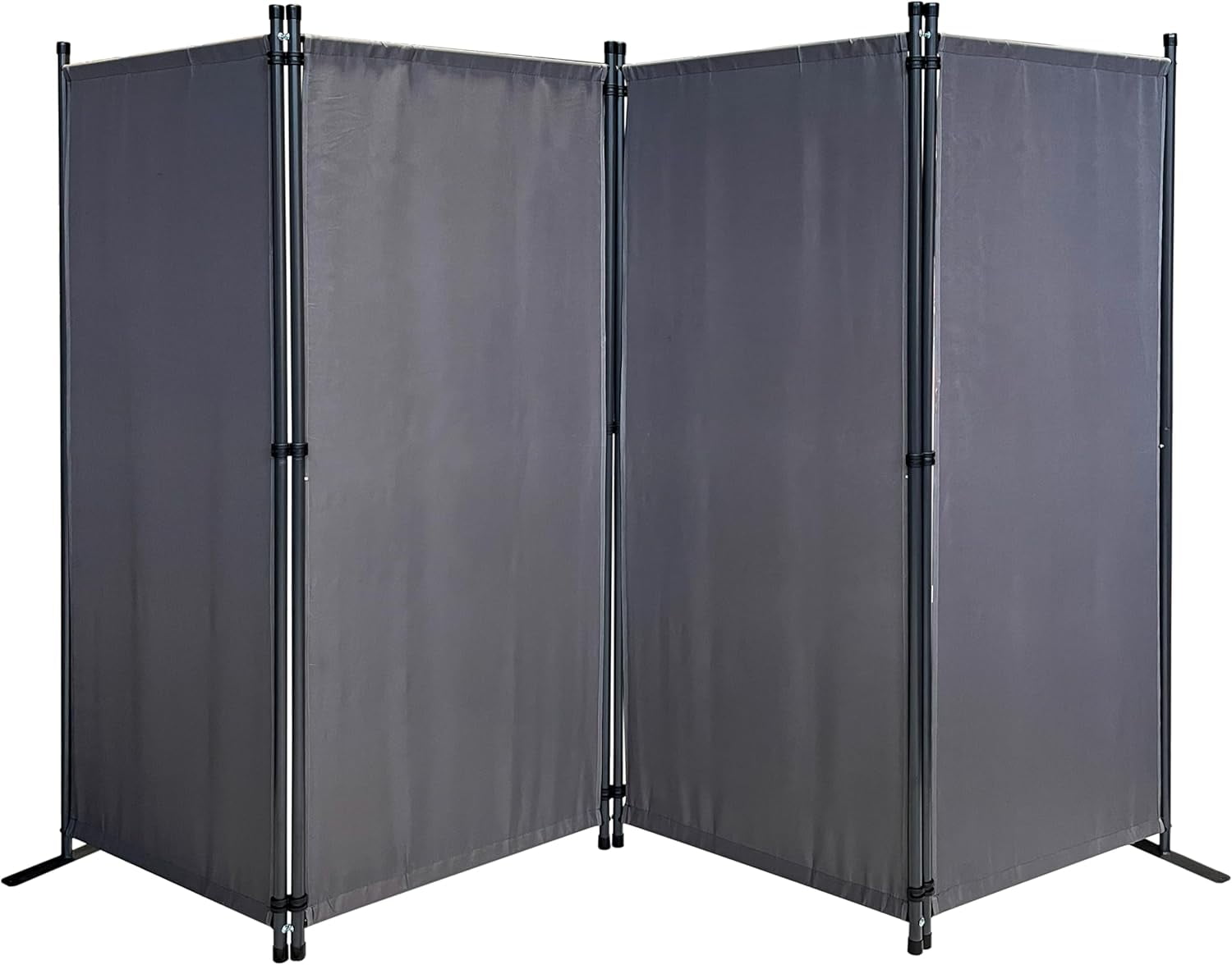 4-Panel Room Divider Screen - 87"W x 65"H Gray Privacy Partition ...