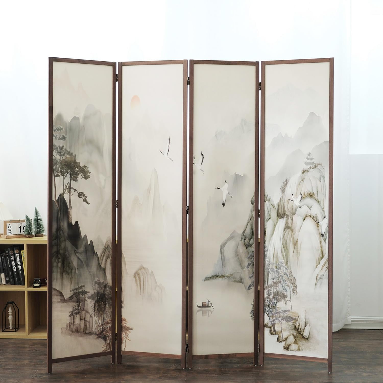 4 Panel Room Divider Screen,Double Faced Room Divider Folding Wall ...