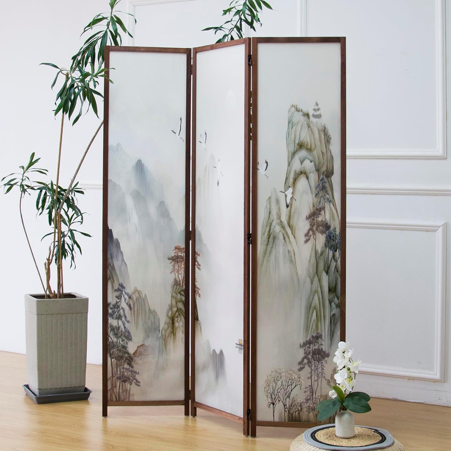 4 Panel Room Divider Screen,Double Faced Room Divider Folding Wall ...