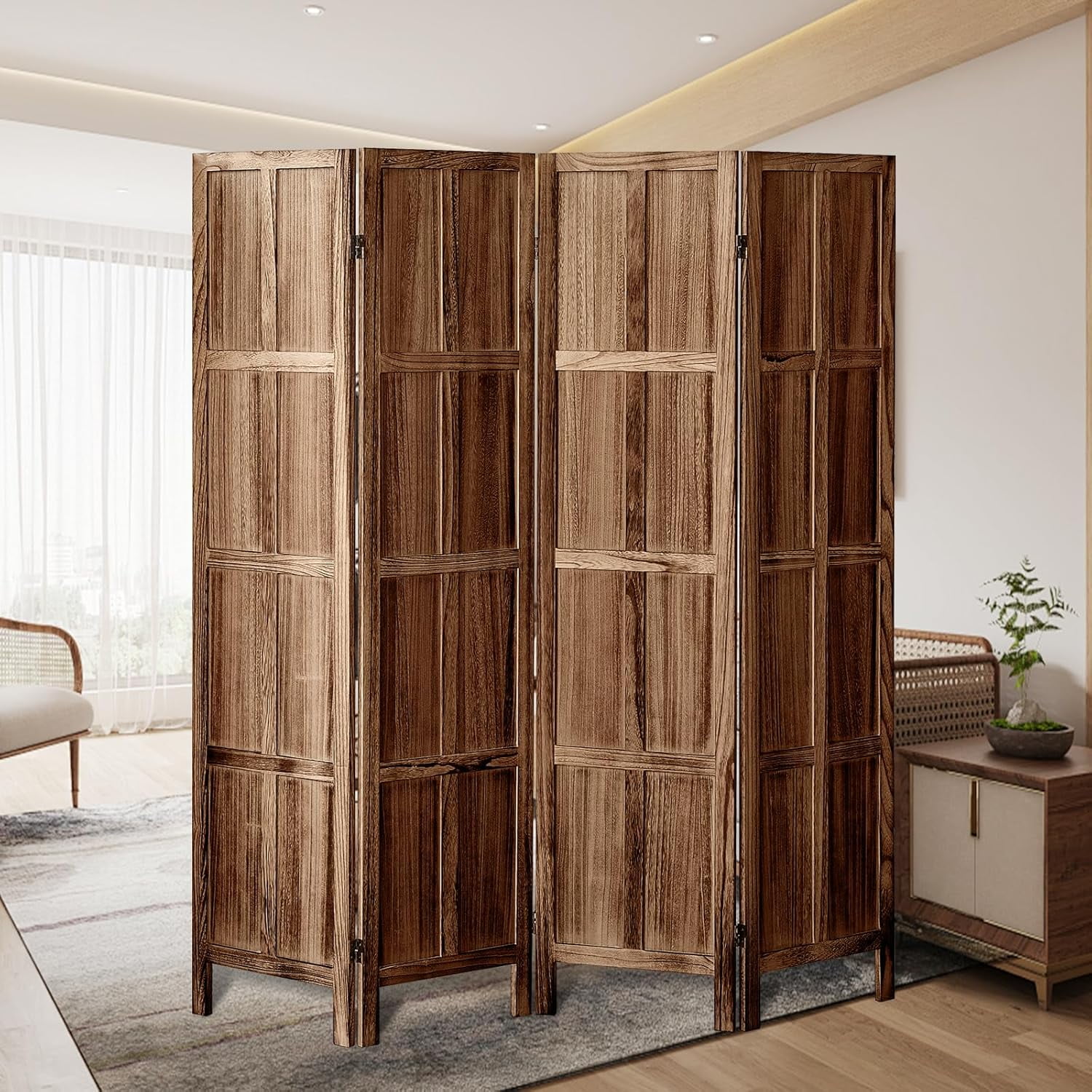 4 Panel Room Divider Wall, 5.6 FT Tall Folding Privacy Screen ...
