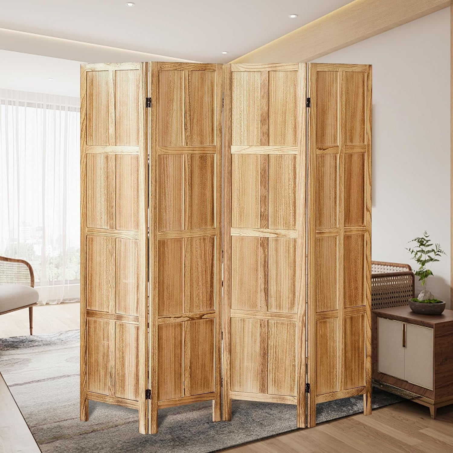 4 Panel Room Divider Wall, 5.6 FT Tall Folding Privacy Screen ...