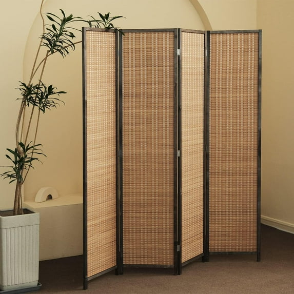 new4 Panel Room Divider and Folding Screen Room Divider,Bamboo Room ...
